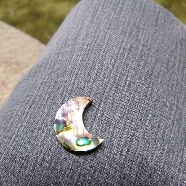 Abalone Shell Moon, Abalone Shell Crescent Half Moon Cabochon, Rainbow ...