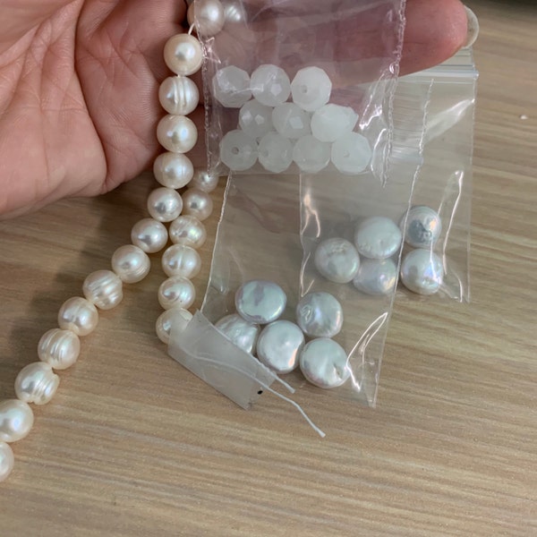 WHITE ROUNDISH Potato Freshwater PEARLS, 6, 7, and 8mm Round Potato ...
