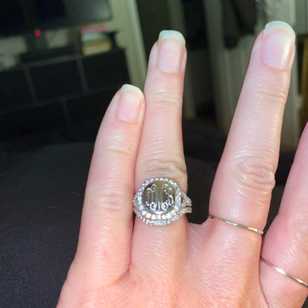 Sterling Silver Monogram Ring, Stackable Monogram Ring, 925 Monogram Ring, Initial Ring, Dainty ...