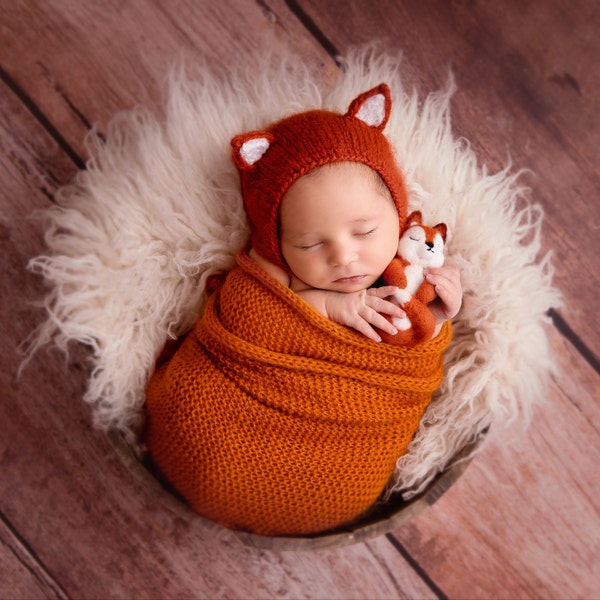 Newborn Felt Fox Toy, Baby Photo Props, Wool Felt Stuffed Animal, Cute ...