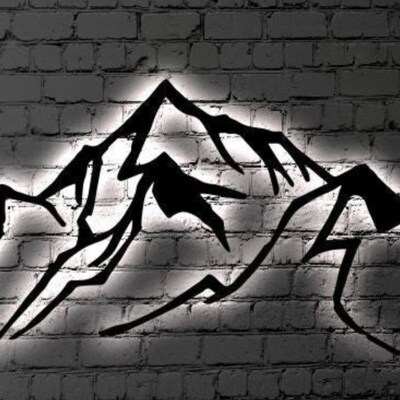 Mountain LED Metal Art Sign / Light up Mountain Metal Sign / Multi ...