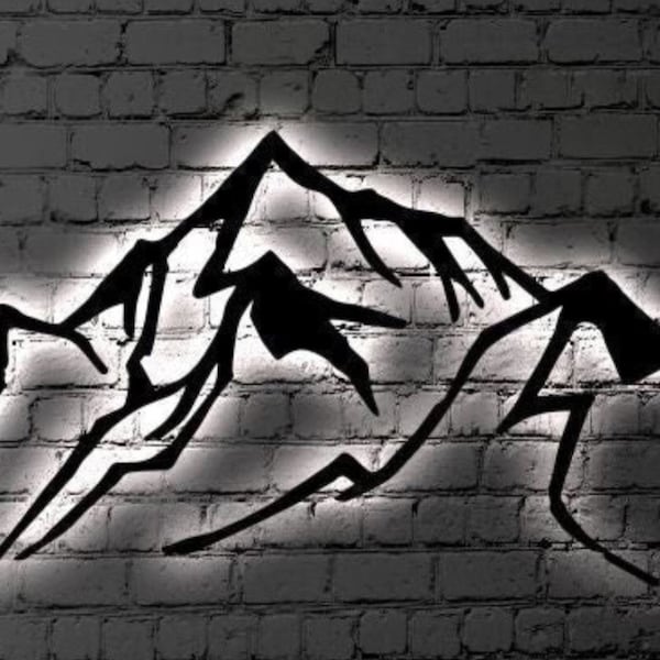 Mountain LED Metal Art Sign / Light up Mountain Metal Sign / Multi ...