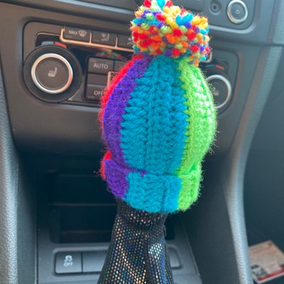 30 COLOURS Custom Gear Knob Stick Shift Cover Crochet Knitted Pom Pom ...