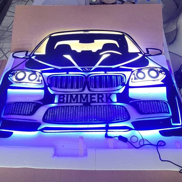 Metal LED Lighted Car Logo, Car Led Sign, Garage Accessories, Wall ...