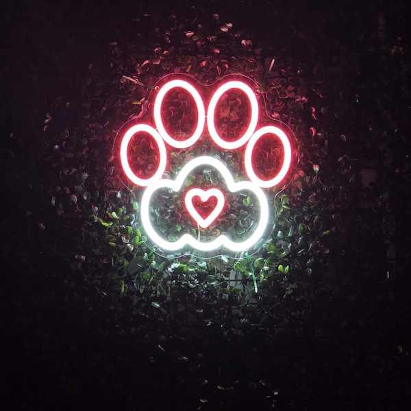 Paw Print Neon Sign Animals Paw Print Custom Neon Sign Led Light Wall ...