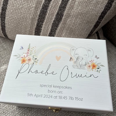 Personalised Safari Animals White Wooden Keepsake Box Keepsake Box ...