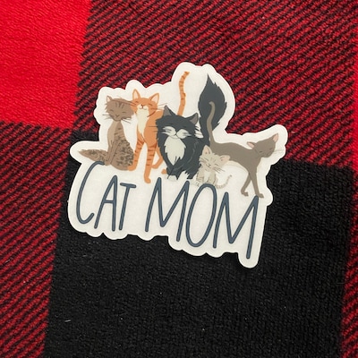 Cat Mom Sticker, Clear Cats Label, Animal Lover Decal, Kindle Sticker ...