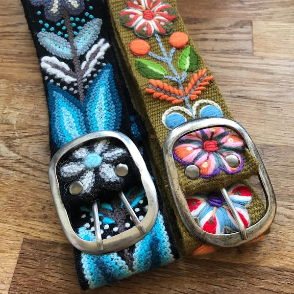 Hand Embroidered Belts Floral Colorful Peruvian Embroidered Belts ...