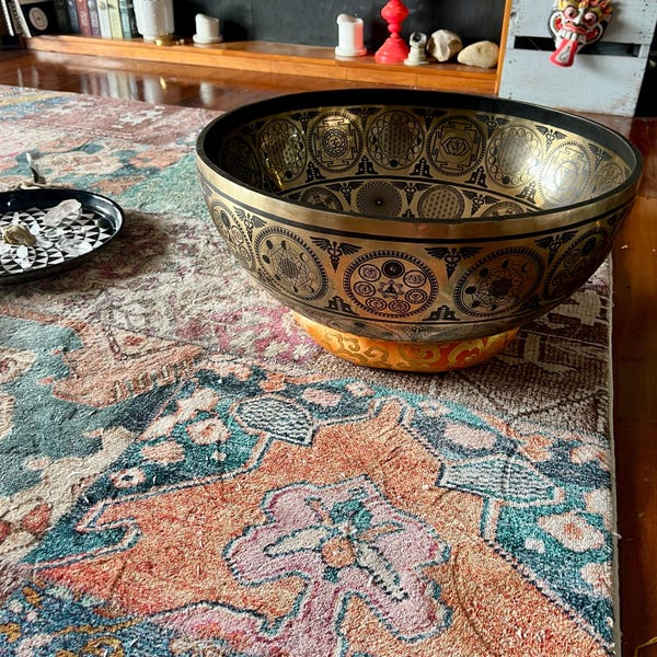 Flower of Life Engraved Golden and Black Colored Fancy Gong -available ...