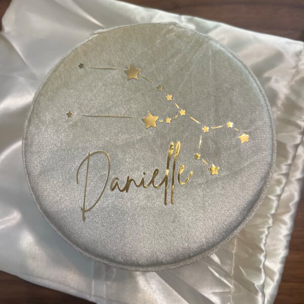 Constellation Custom Jewelry Box, Round Jewelry Case, Customizable ...