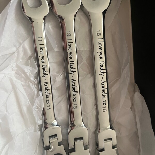 10mm Engraved Business Logo Ratchet Spanner Keyring Quality Gift Idea ...