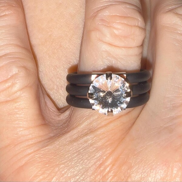 Crystal Silicone Ring, Silicone Rings Women, Engagement, Rubber Ring ...
