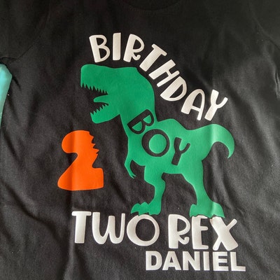 Two Rex Birthday Dinosaur Toddler Boy's Shirt-2nd Birthday Shirt-two ...