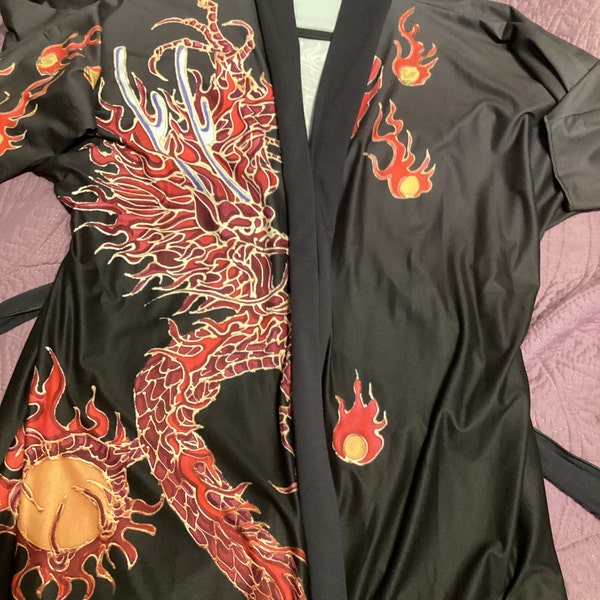 Dark Gray Phoenix Japanese Kimono Robe Long, Made to Order - Etsy