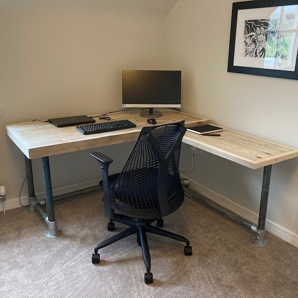 Corner Desk Office Desk, Custom Made Reclaimed Scaffold Boards Rustic ...