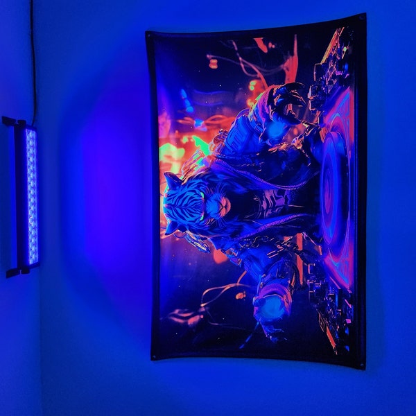 Pyramid DMT Temple Maya Inca UV Tapestry, Blacklight Reactive Wall ...