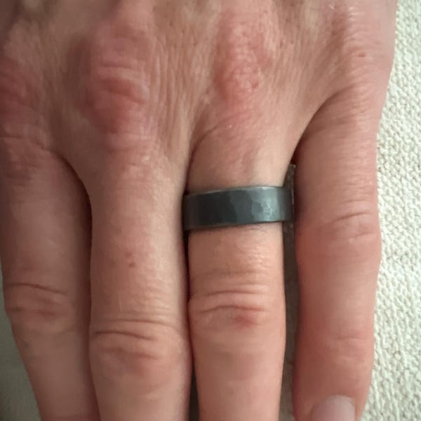 Crosshatch Titanium Band With 14k Yellow Gold Inlay 6mm Mens Band ...