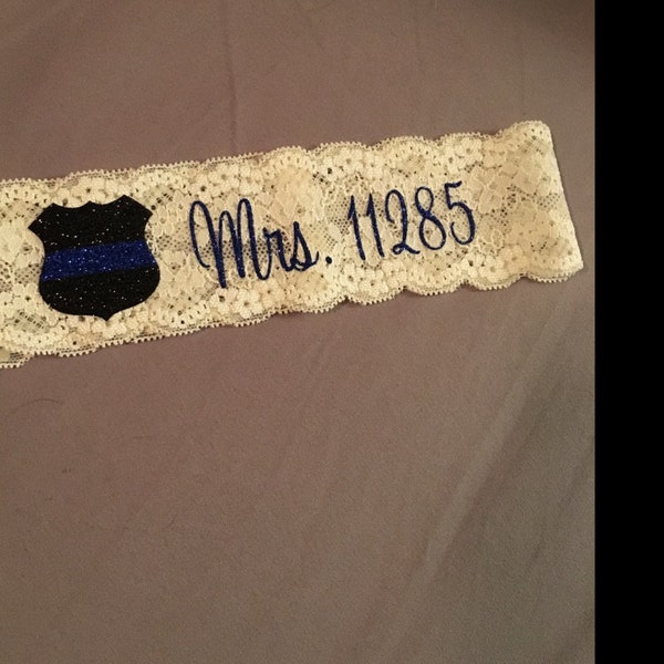Police Garter, Police Wife, Blue Garter, Bling Garter, Personalized ...