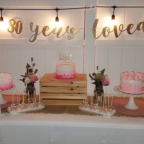 Happy Birthday Cake Topper, Cursive Lettering, Gold Glitter Party ...