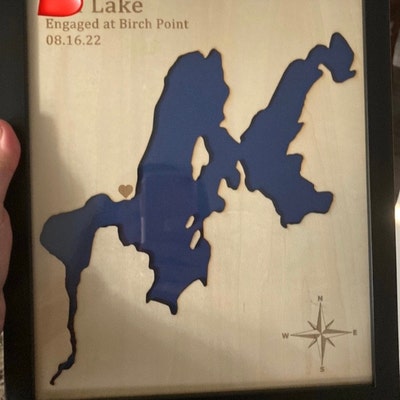 Custom Wooden Lake Map Framed Personalized House Décor Wall - Etsy