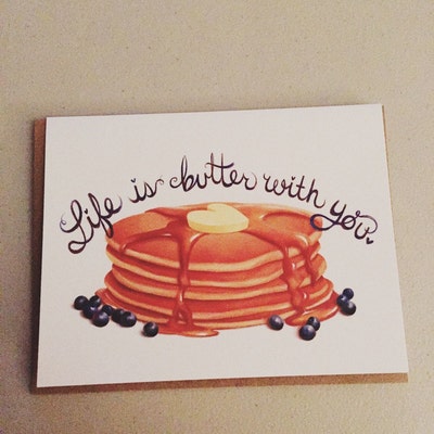 Breakfast Love Card Valentine Card Anniversary Card Pancake Card Butter ...
