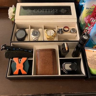 Personalized Valet Box, Monogrammed Valet Tray, Mens Catchall, Dresser ...