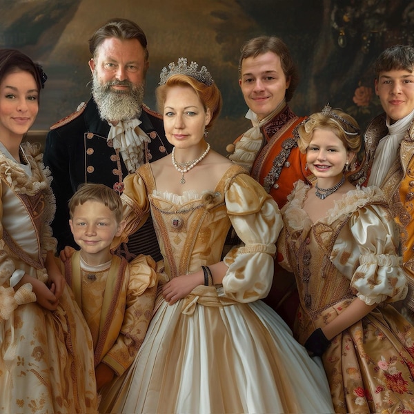 Custom Royal Family Portrait From Photo Custom Royal Family Queen and ...