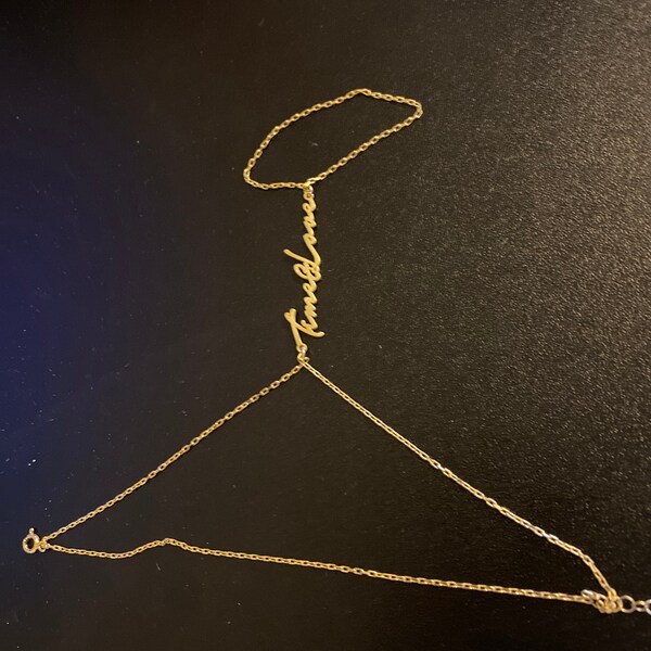 Custom Hand Chain, Name Hand Chain Slave, Adjustable Name Bracelet ...