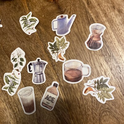 Coffee Stickers Set, Cafe Drinks Stickers Pack, Latte, Cappuccino, Tea ...