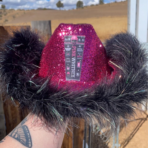 Pink Whitney Glitter Cowboy Hat! Fully Custom, Light up Cowboy Party ...
