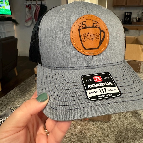 Custom Richardson 112 Laser Engraved Leather Patch Hat Personalized Cow ...