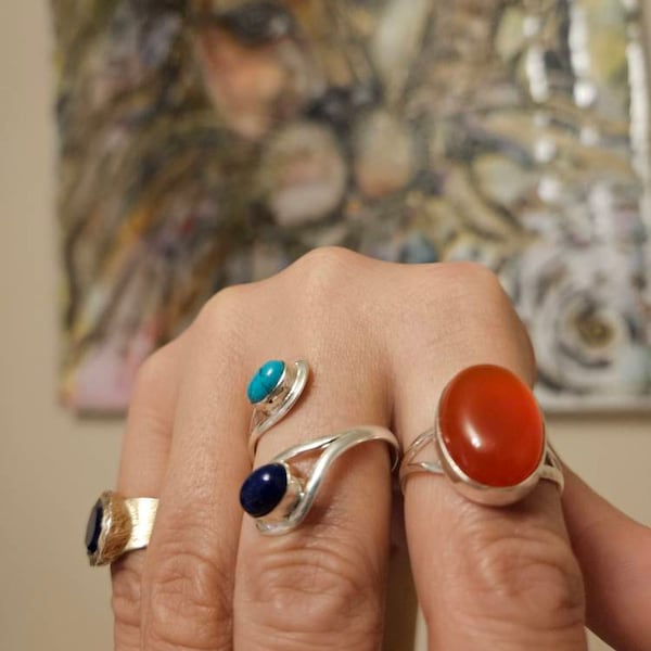 Amethyst Ring, Good Looking Ring, Three Stone With Multi Band Ring ...