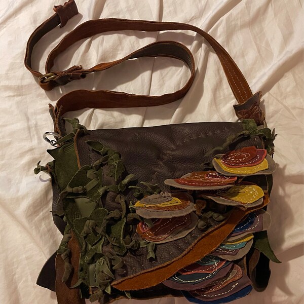 Leather Backpack Purse, Handmade Leather Bag, Leather Leaf Backpack ...