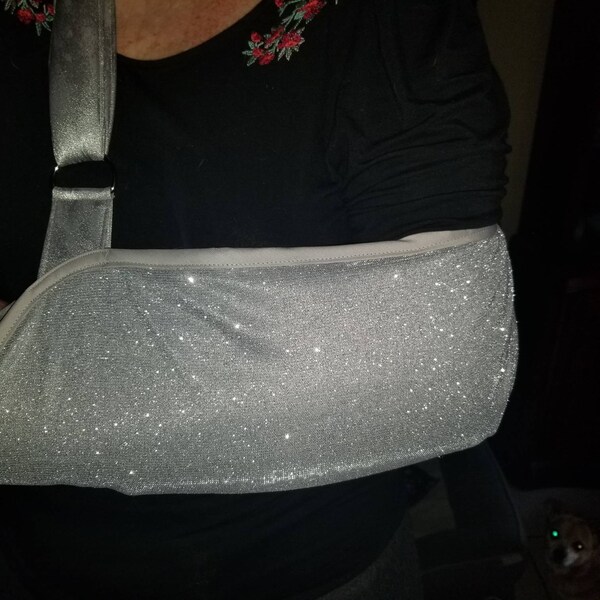 Arm Sling Shimmery Silver Padded Designer Arm Sling Cushioned ...