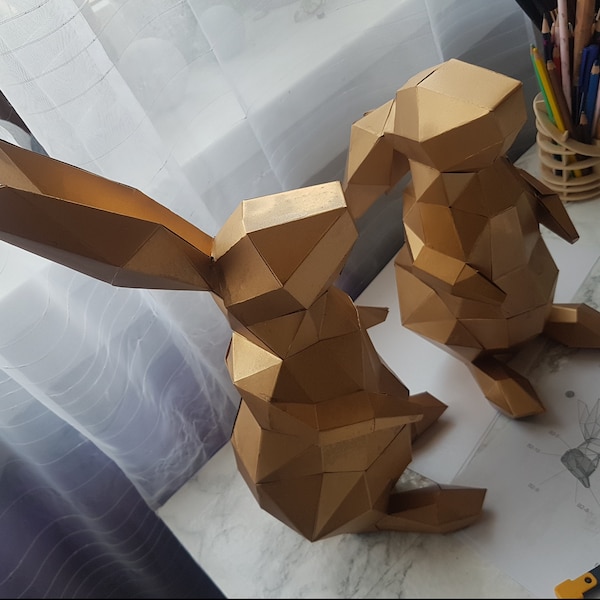 Bunny Paper Craft, Digital Template, Origami, PDF Download DIY, Low ...