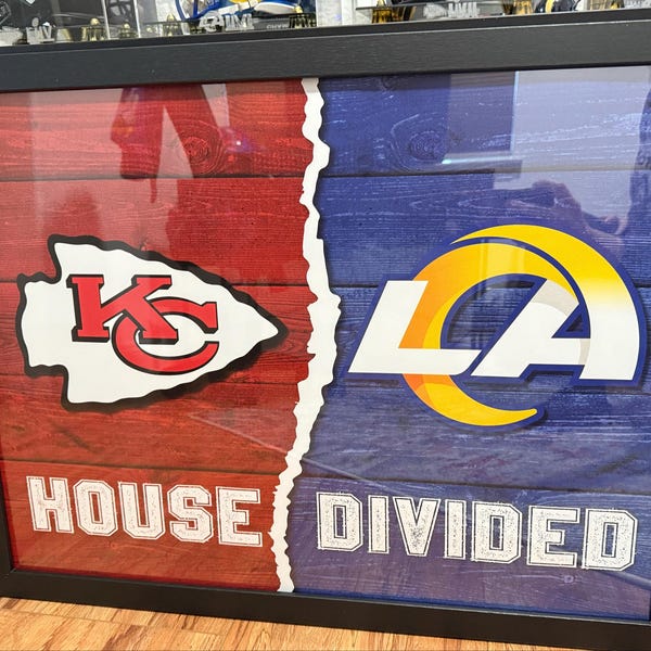 HOUSE DIVIDED Custom 2 SPORTS Team Sign | Framed Sign, Print Only or ...