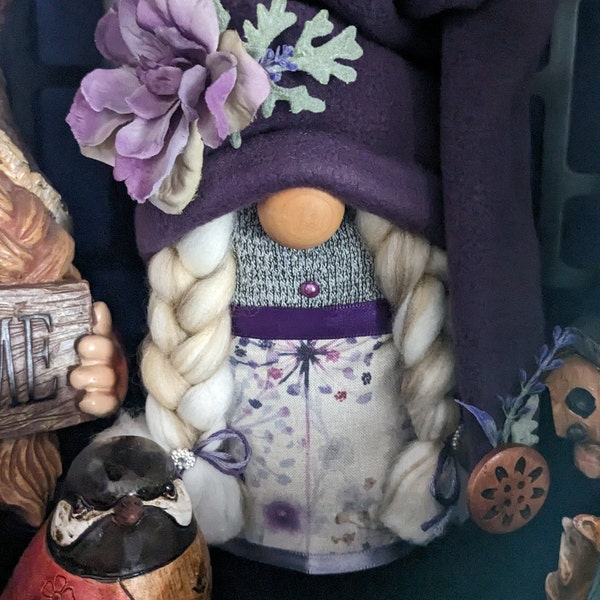 Purple Female Gnome | Garden Gnomes, Rustic Modern Gnome, Gnome Decor ...
