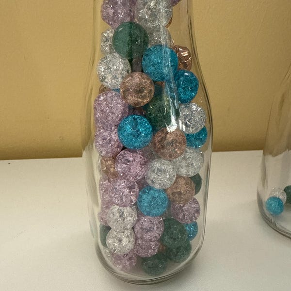 14mm - 10 Cracked Marbles, Fried Marbles, Translucent Pink Opal Cracked ...