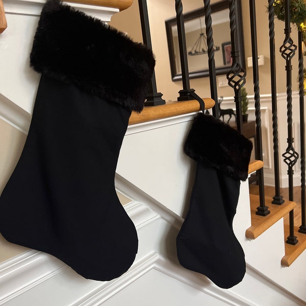 Handmade Plain All Black Christmas Stocking With Black Faux Fur - Etsy