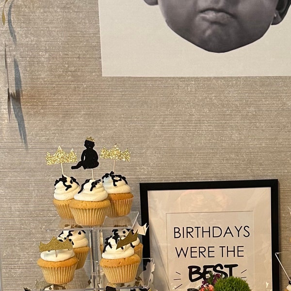 Gold Glitter Crown Cupcake Toppers, Notorious 1 Crown Cupcake Topper - Etsy