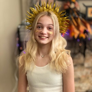 Gold Rays Crown Gold Sun Headband Sun Queen Headdress Sun Halo Goddess ...