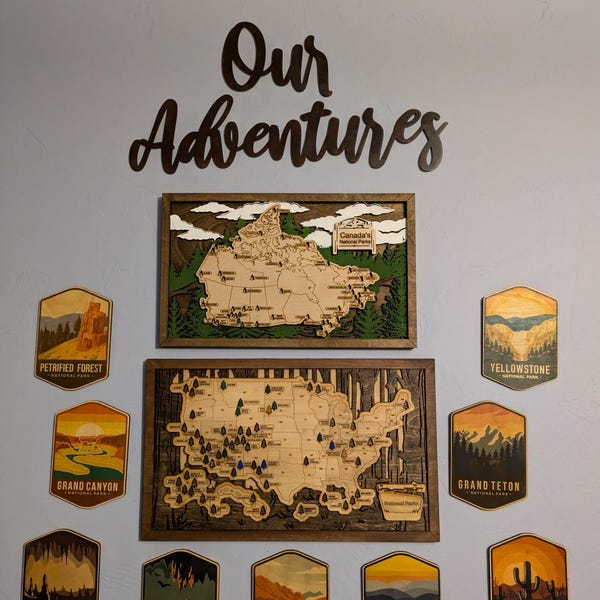 Our Adventures Sign, Adventure Decor, Gallery Wall Signs, Wood Word ...