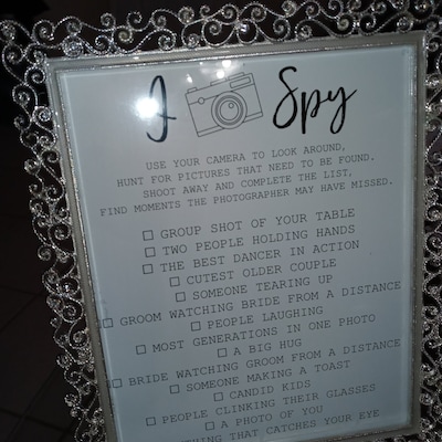 I Spy Wedding Game Printable, Photo Reception Table Print, Disposable ...