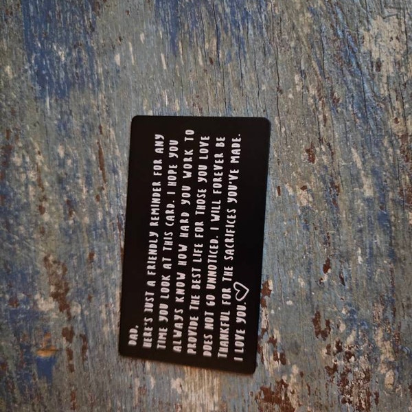 Romantic Wallet Card ~ You Are My Everything Love Note, Engraved ...