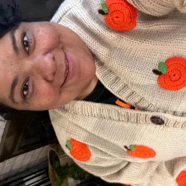 Pumpkin Chunky Cardigan Handmade Sweater for Women Pumpkin Knit Jacket ...