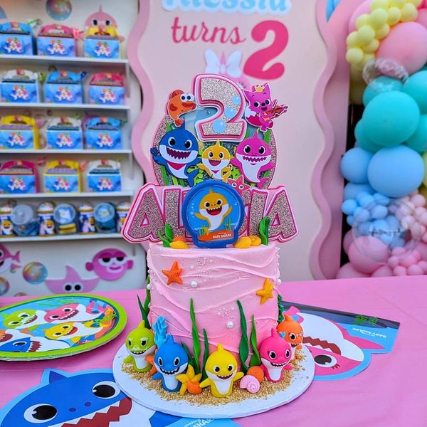 Baby Shark Cake Topper, Baby Shark Birthday, Cupcake Topper, Ping Fong ...