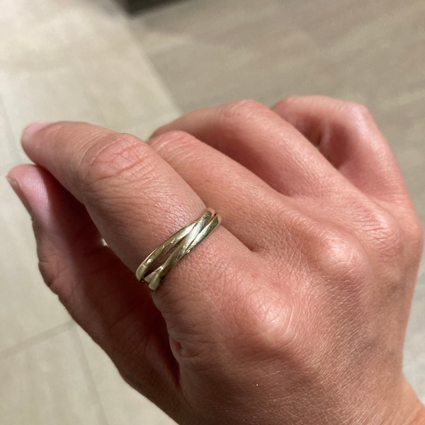 Fidget Ring Solid 14K Rolling Ring Gold Interlocking Ring Three 2mm ...