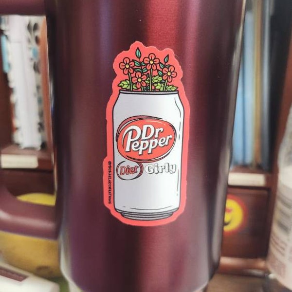Diet Dr Pepper Girly Sticker, Dr Pepper Stickers, Stickers for ...