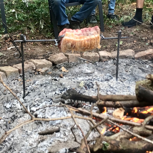 Hand Forged Rotisserie Ground Spit - Etsy