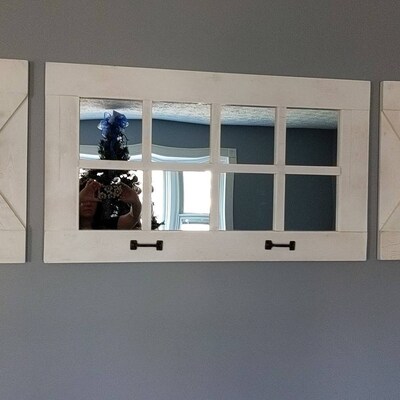 8 Pane Farmhouse Wall Decor Window Mirror Rustic Window - Etsy